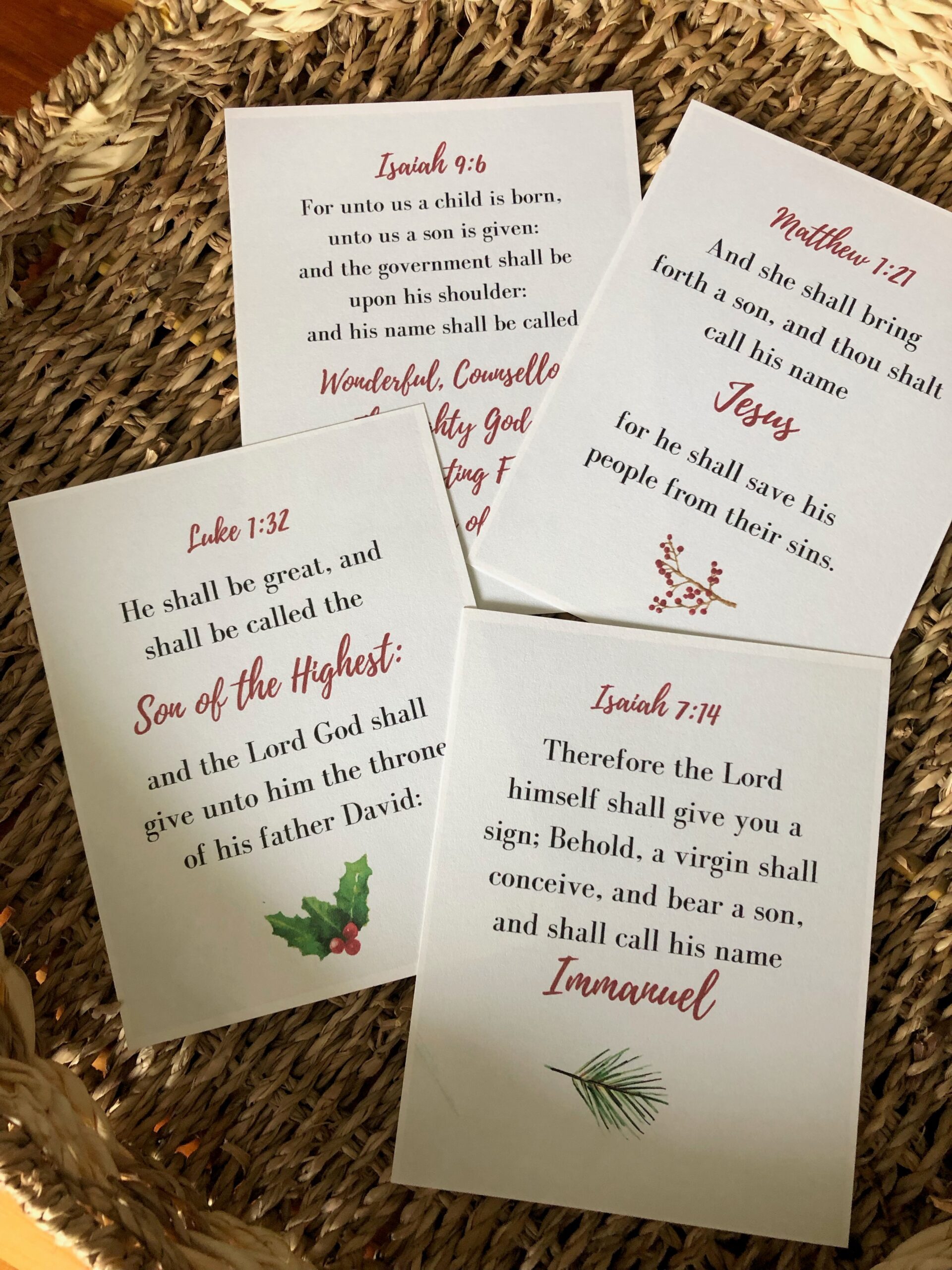 Names of God KJV Memory Verse Cards Printable PDF
