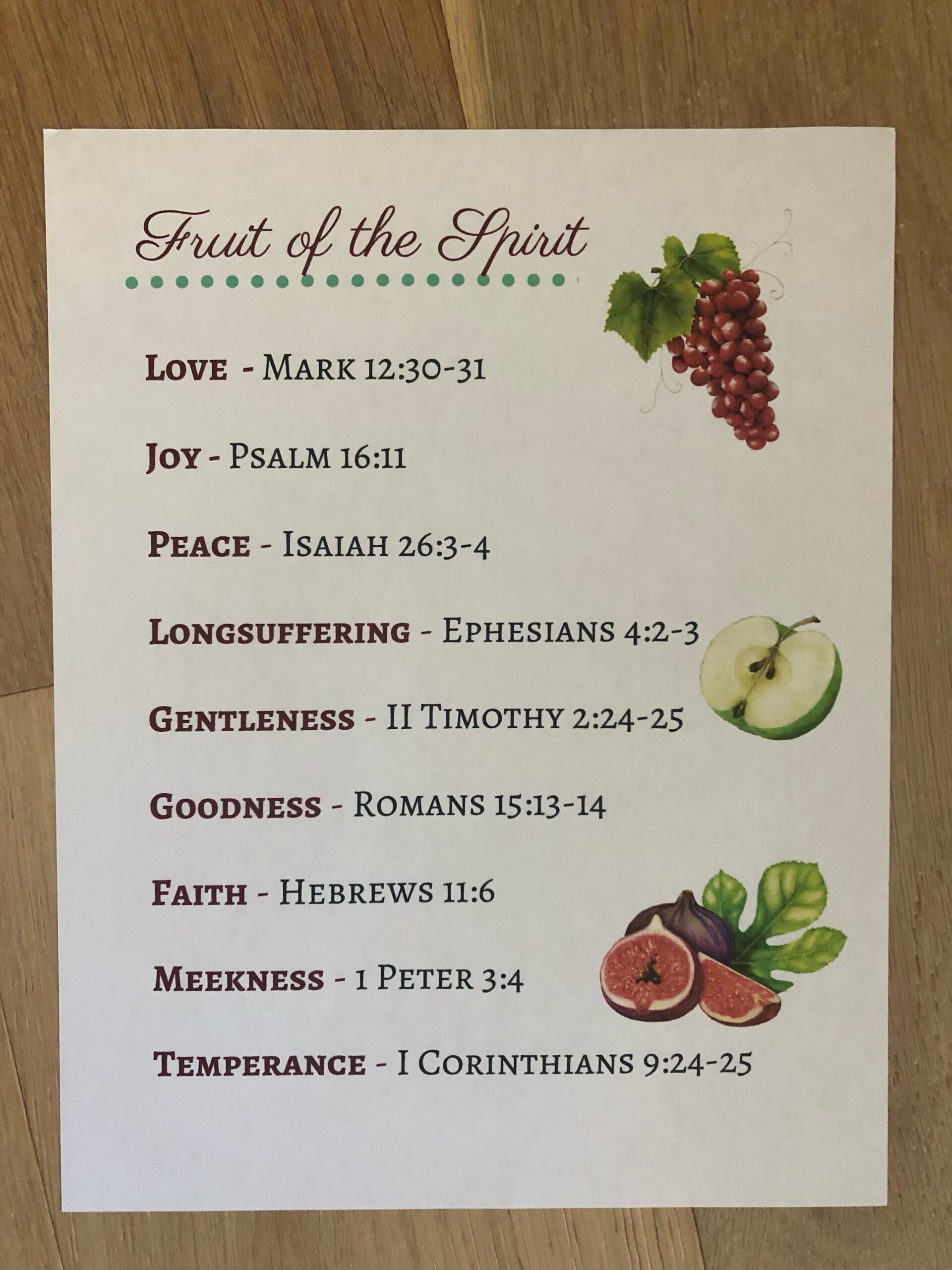 Fruit of the Spirit Scripture Printable Memory Cards PDF KJV